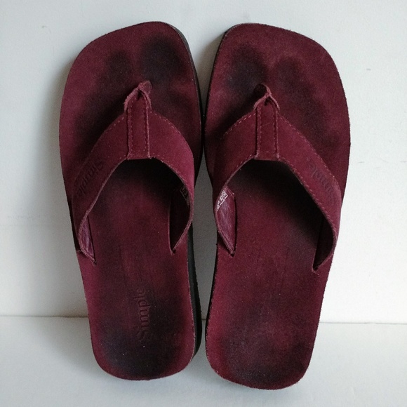 Simple | Shoes | Simple Brand Genuine Leather Flip Flops Burgundy ...